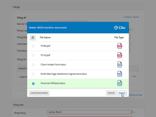 eFiling integration for Clio Manage users - InfoTrack