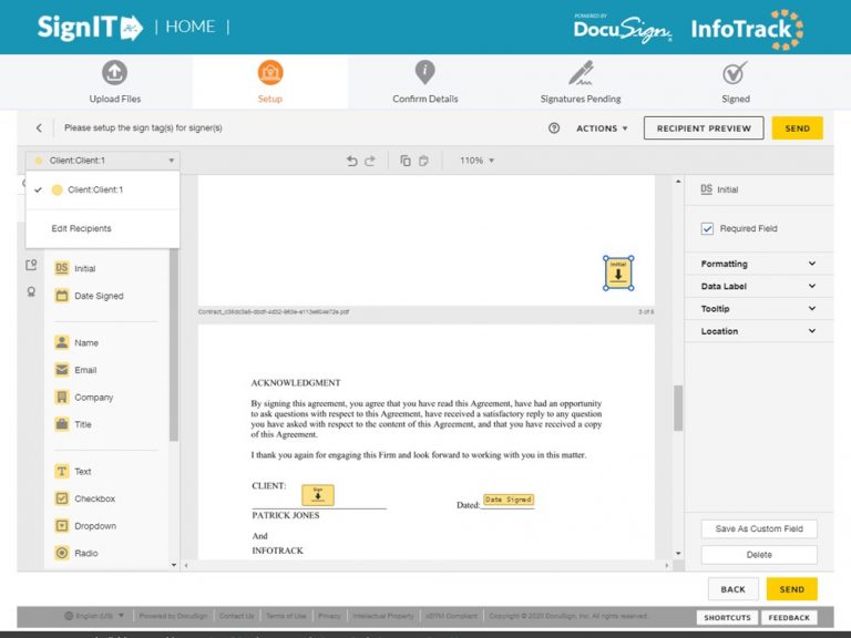 Electronic signatures - InfoTrack