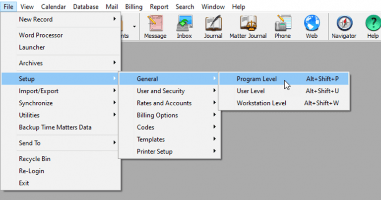 Time Matters setup - InfoTrack