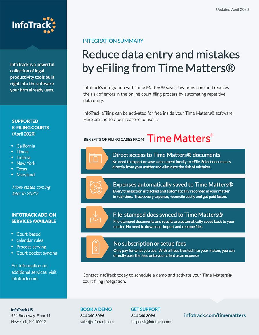 Time Matters integration factsheet - InfoTrack
