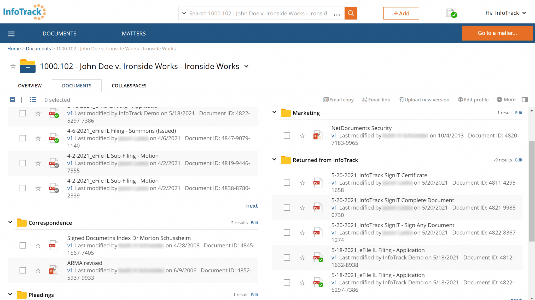 Court filing integration for NetDocuments users - InfoTrack