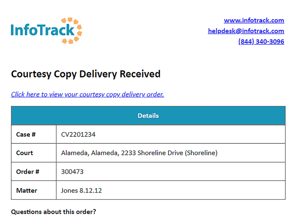 Courtesy Copy Delivery - InfoTrack